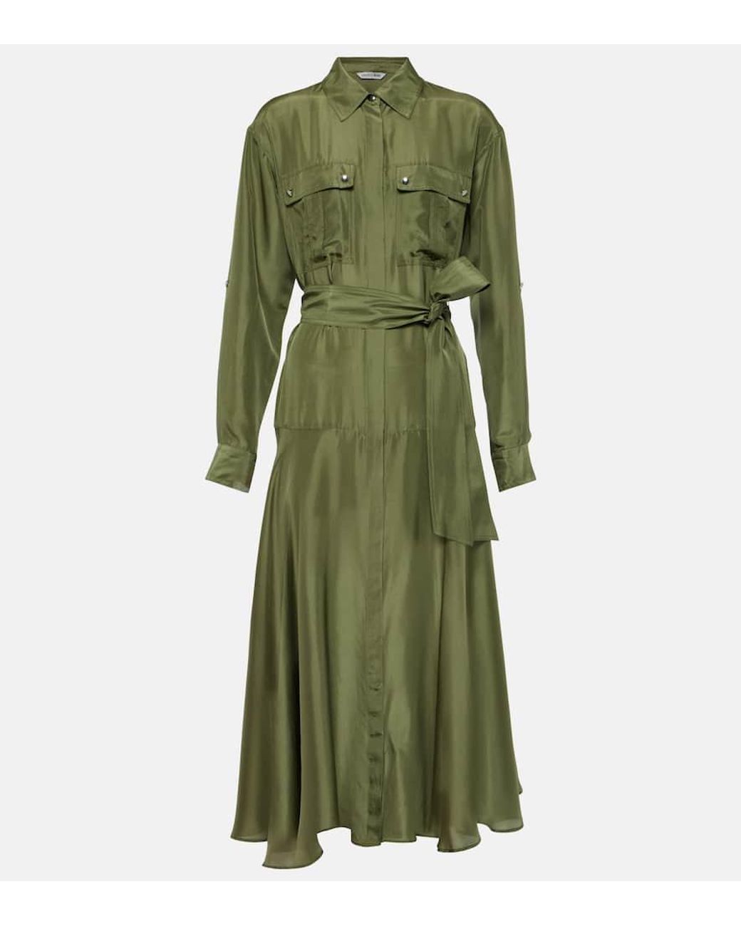 Veronica Beard Camille Silk Shirt Dress in Green | Lyst