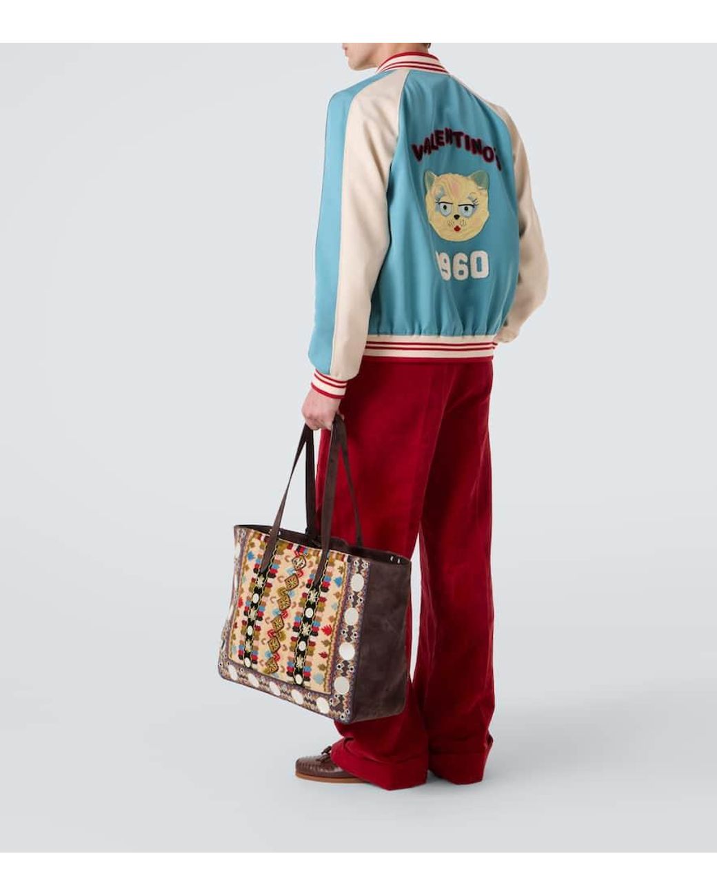 Valentino Logo Virgin Wool Varsity Jacket in Blue for Men | Lyst