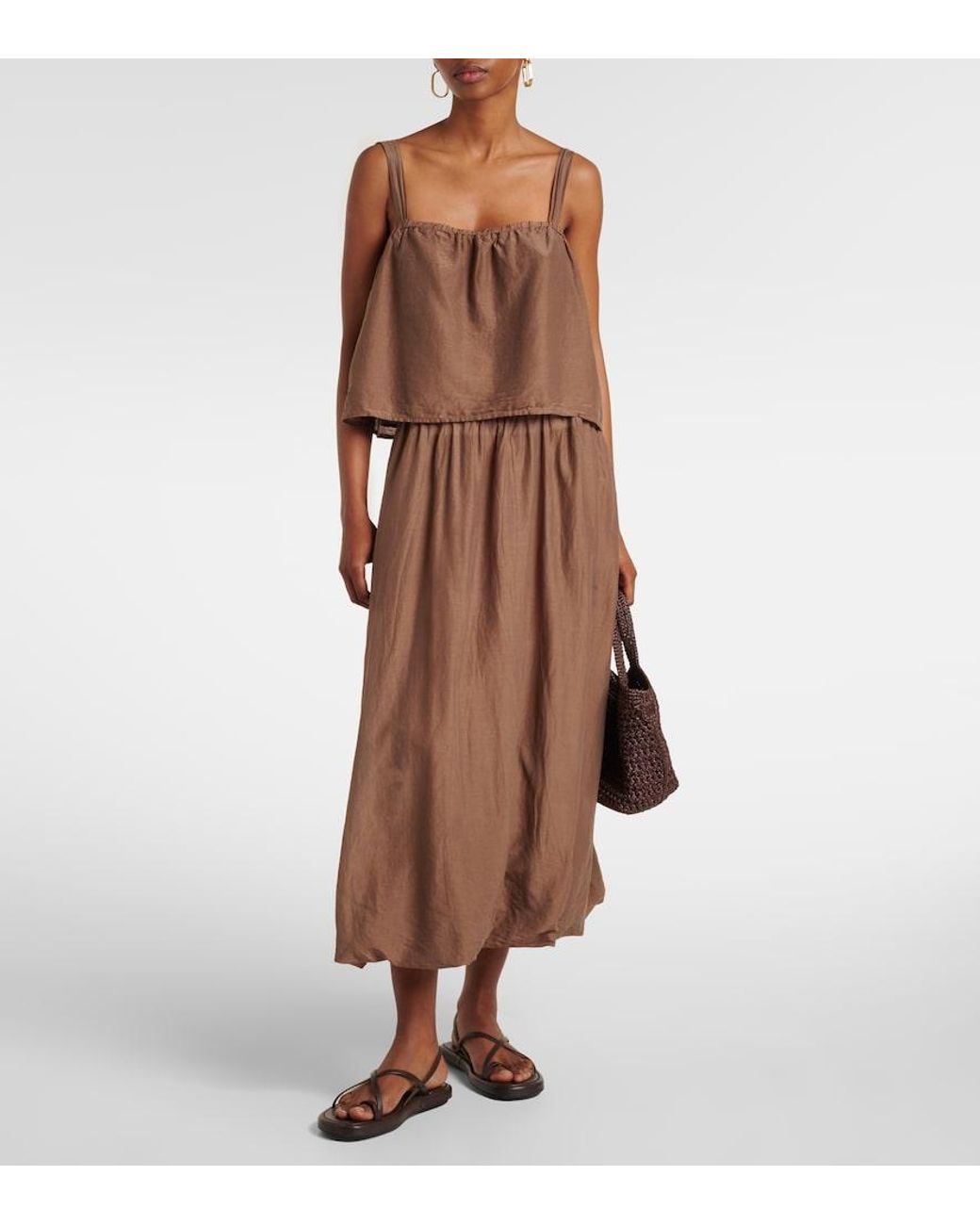 Velvet Andrea Cotton And Silk Voile Top in Brown | Lyst