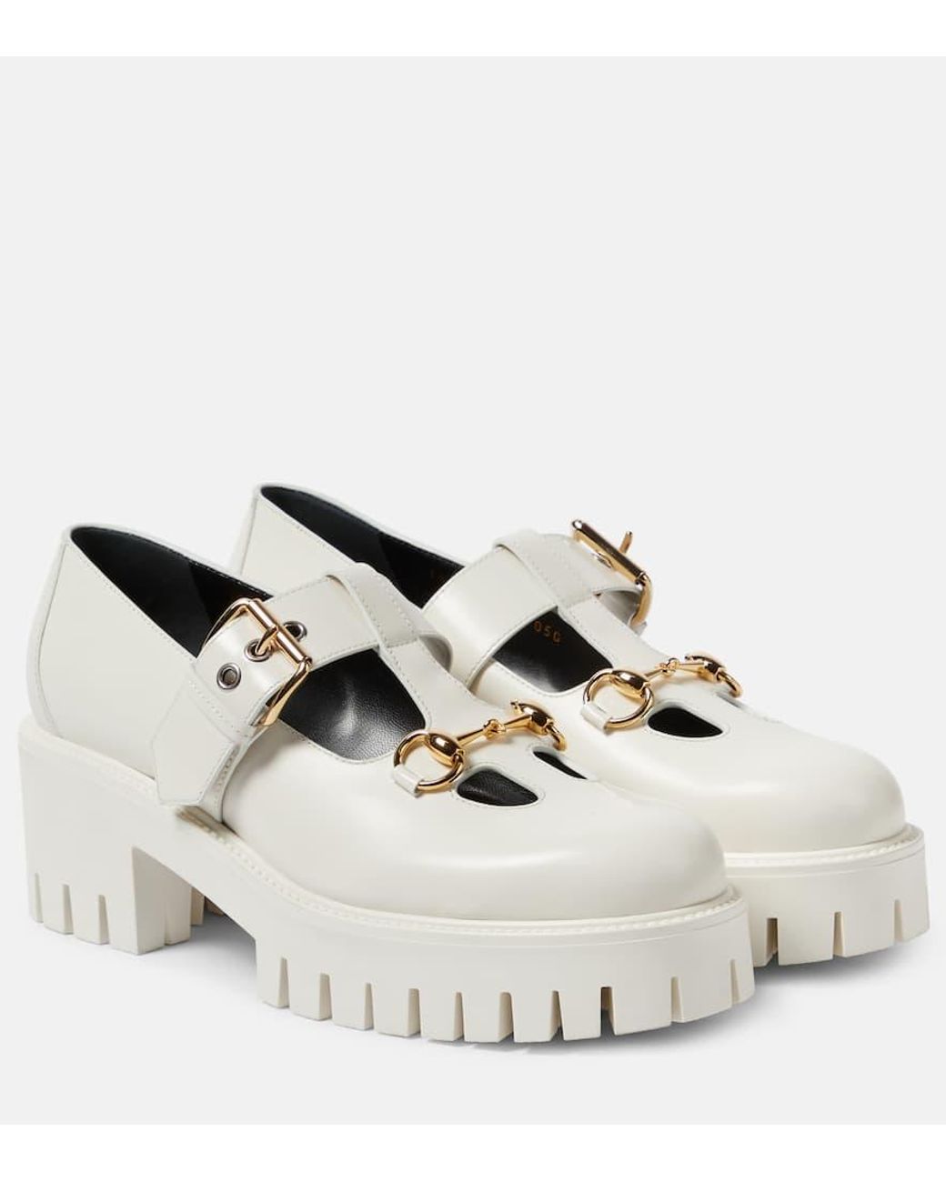 Gucci Horsebit Leather Platform Loafers in White | Lyst