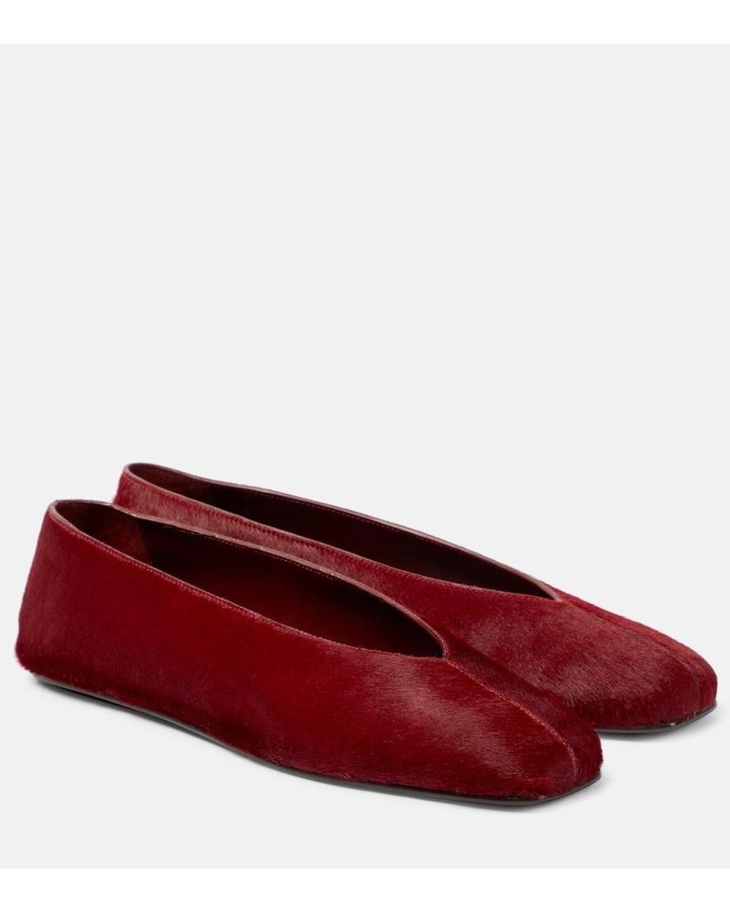 The Row Eva Two Calf Hair Ballet Flats in Red | Lyst