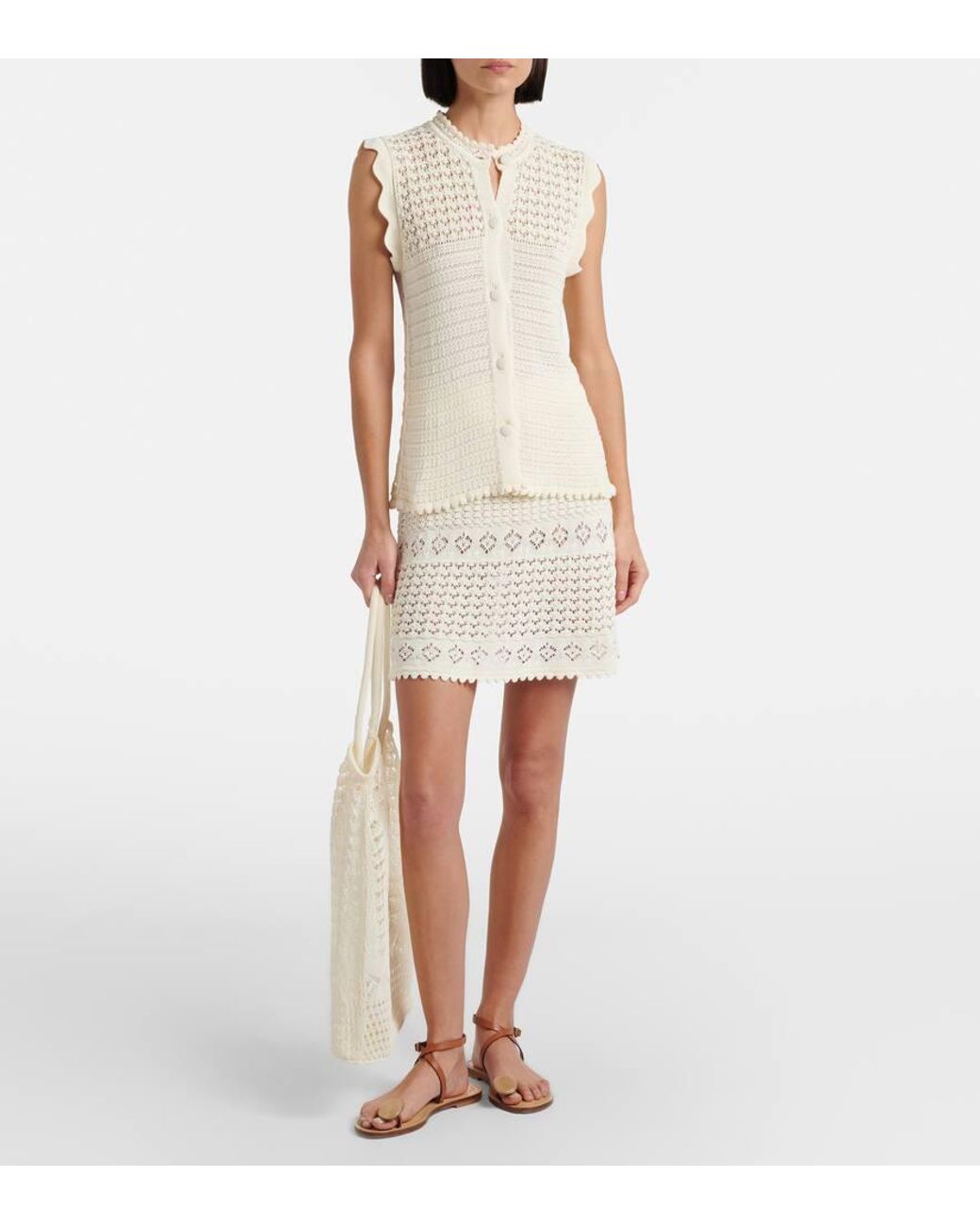 Eres Angela Crochet Miniskirt in White | Lyst UK