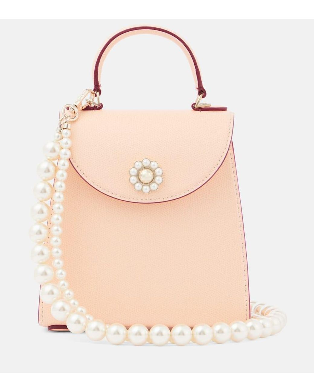 Simone Rocha Valentine Mini Embellished Leather Shoulder Bag in Natural ...