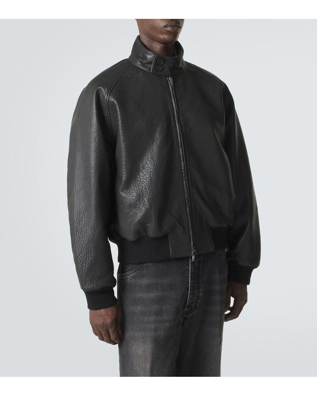 Studio Nicholson Over Leather Bomber Jacket in Black for Men | Lyst