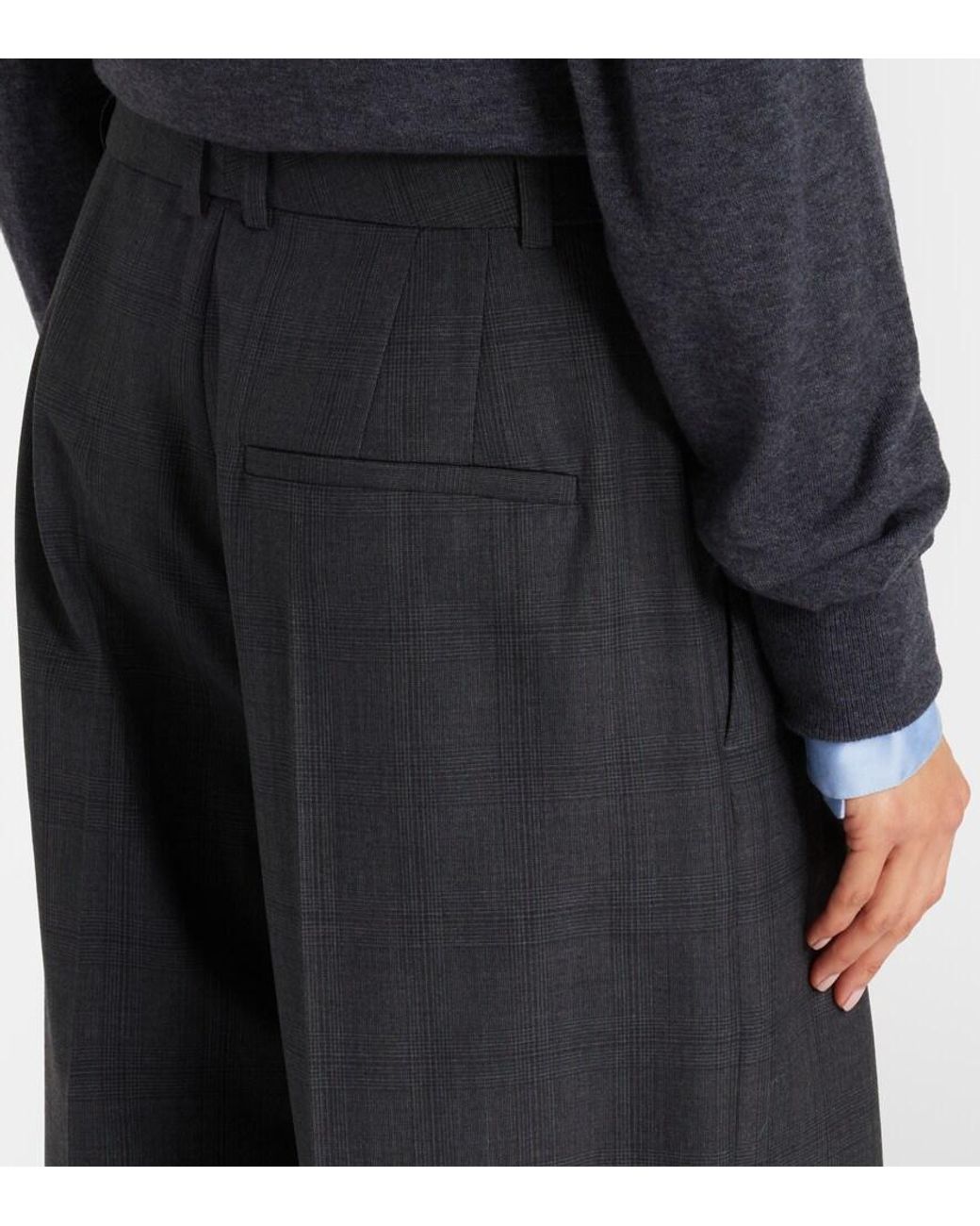 Frankie Shop Brickell Plaid Wide-Leg Pants in Blue | Lyst