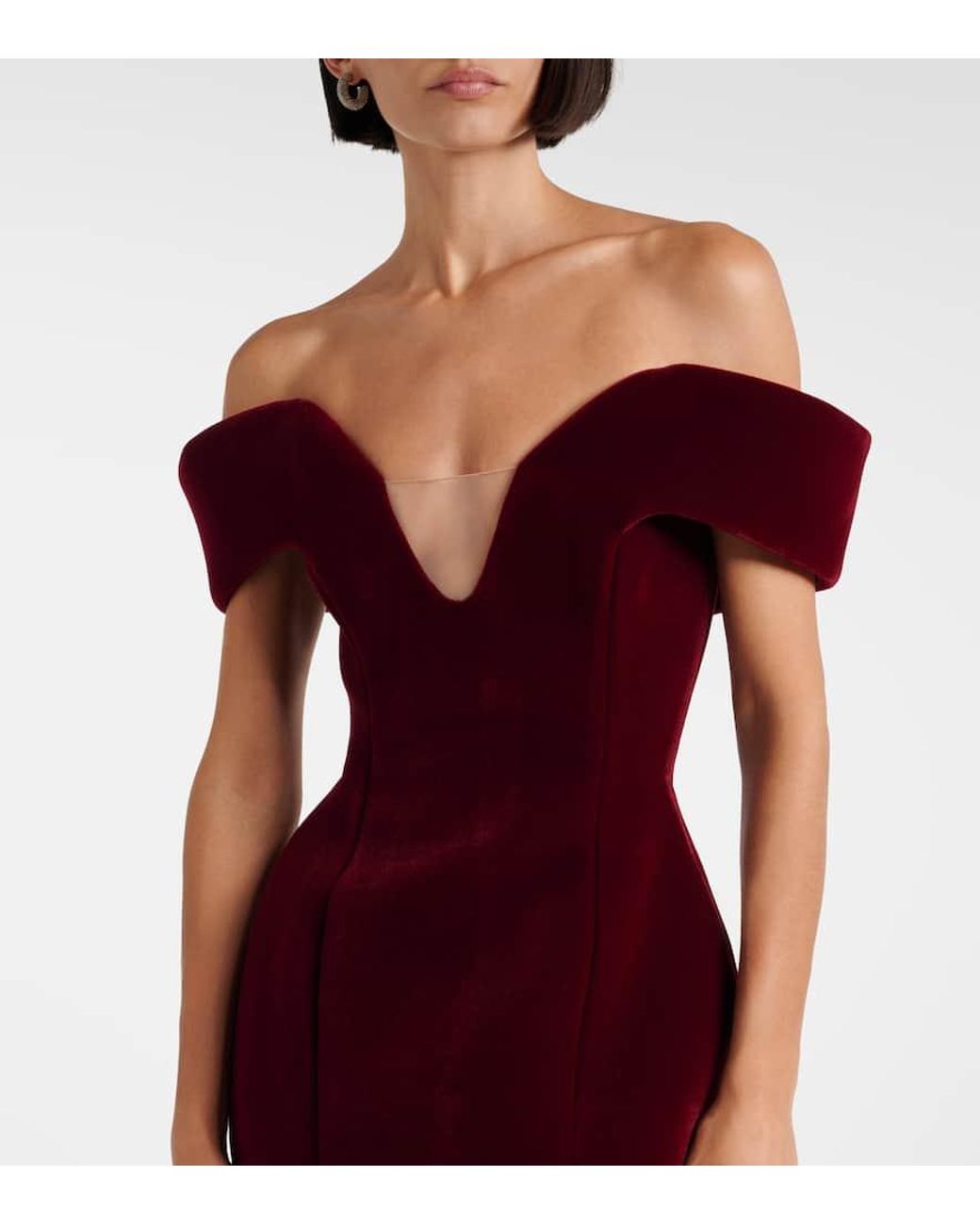 David Koma Off-Shoulder Velvet Minidress in Red | Lyst