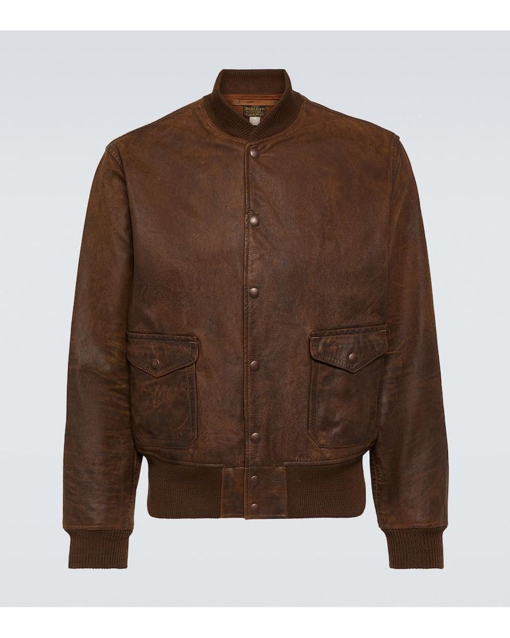RRL Leather Bomber Jacket in Brown for Men | Lyst