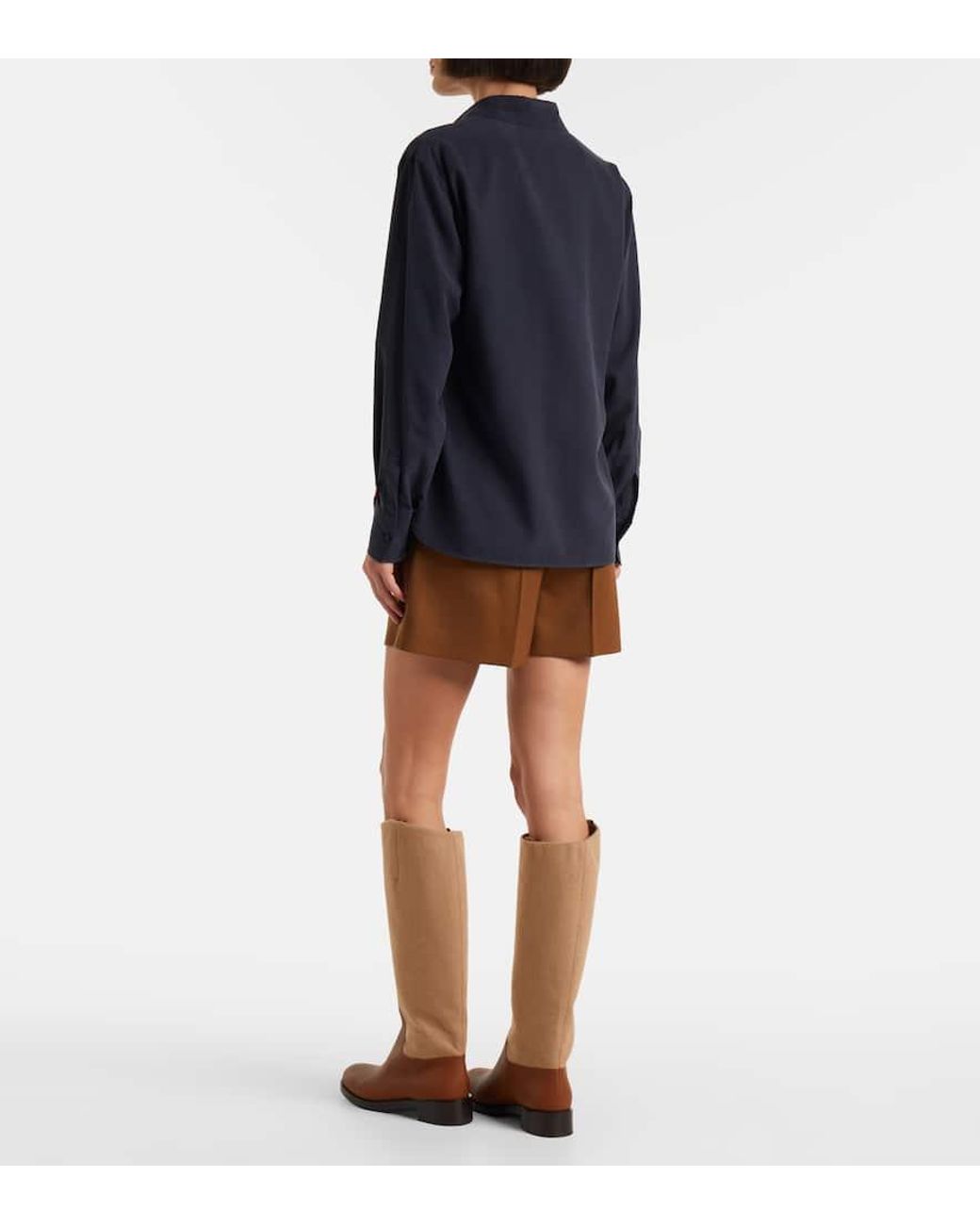 Max Mara Mirko Silk Crepe Blouse in Blue | Lyst