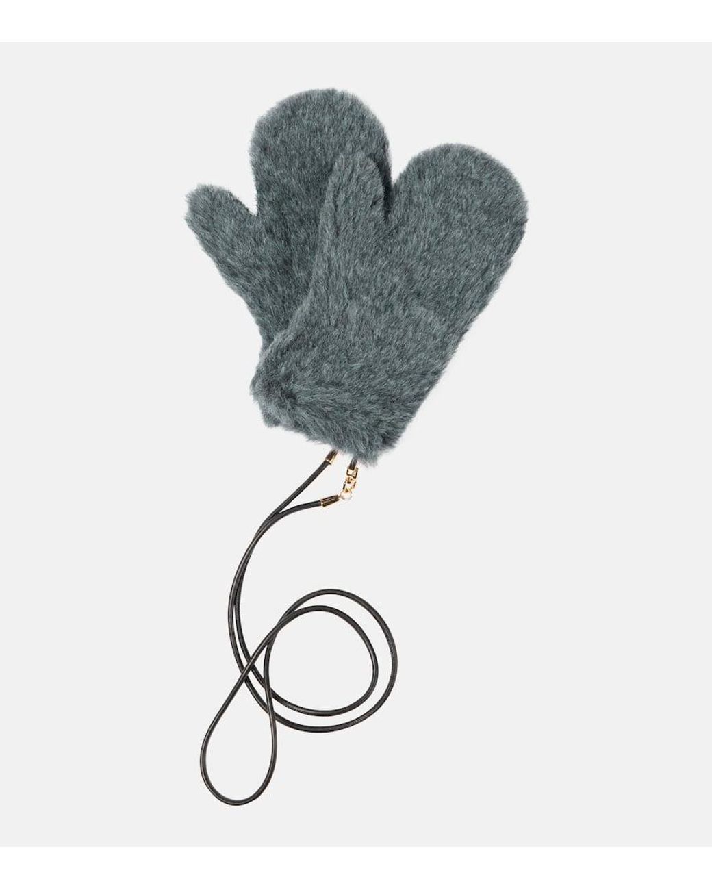 Max Mara Wool And Silk Teddy Gloves in Metallic | Lyst