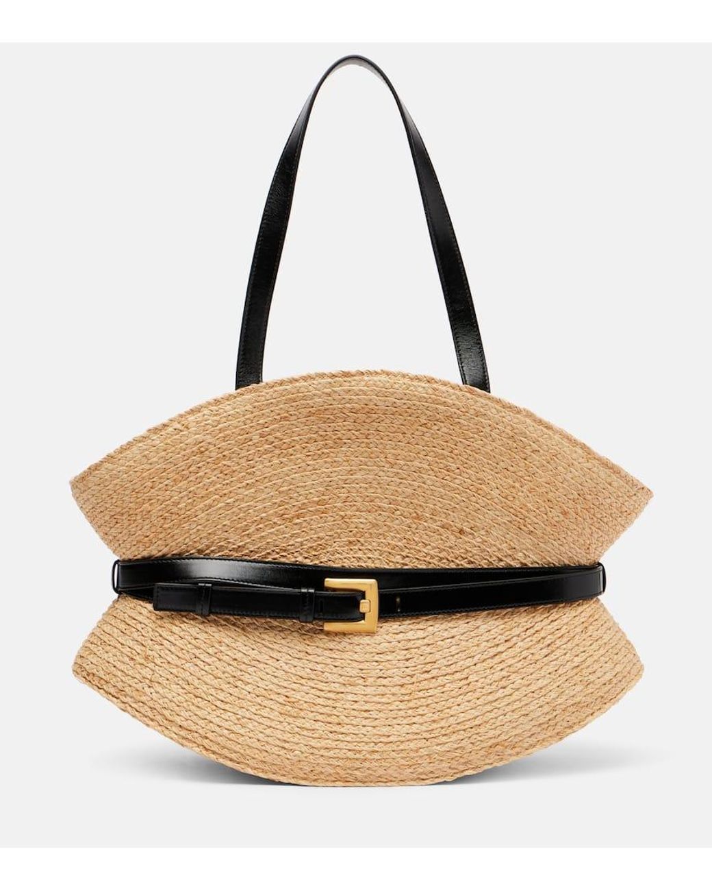 Balmain Shuffle Medium Raffia Tote Bag in Black | Lyst