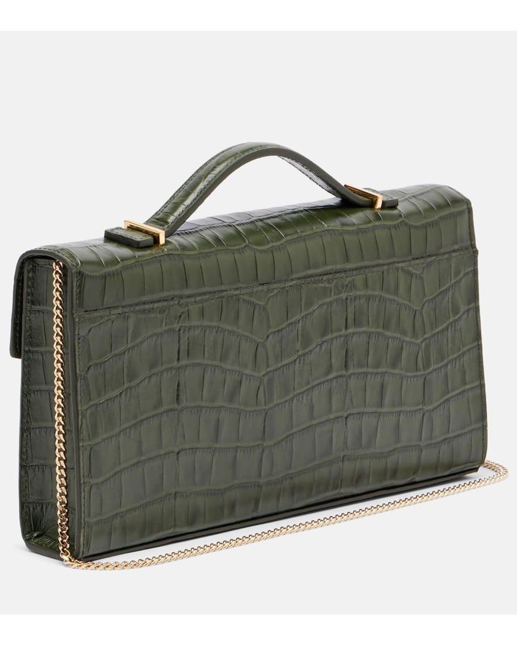 DeMellier Vancouver Croc-Effect Leather Clutch in Black | Lyst