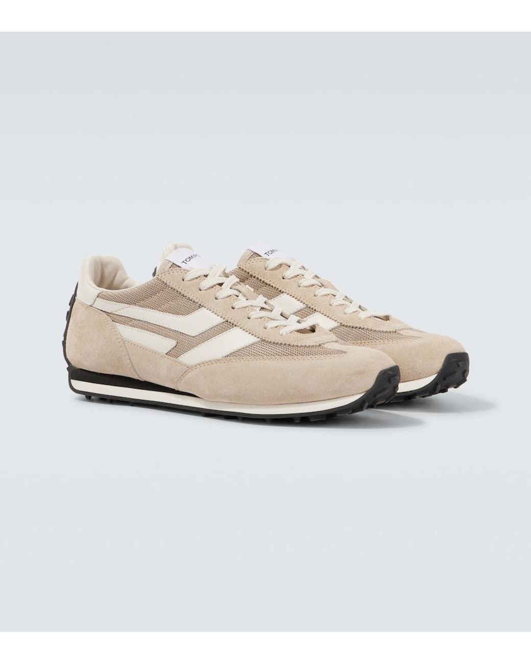 Tom Ford Mick Suede-Trimmed Sneakers in White for Men | Lyst