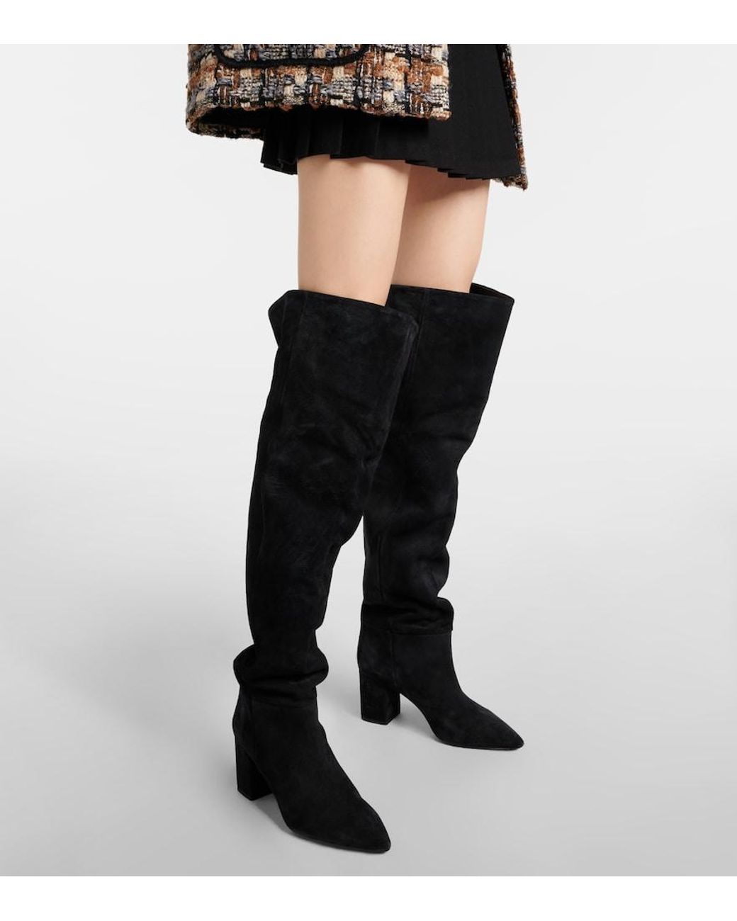 Paris Texas Anja Suede Over-The-Knee Boots in Black | Lyst