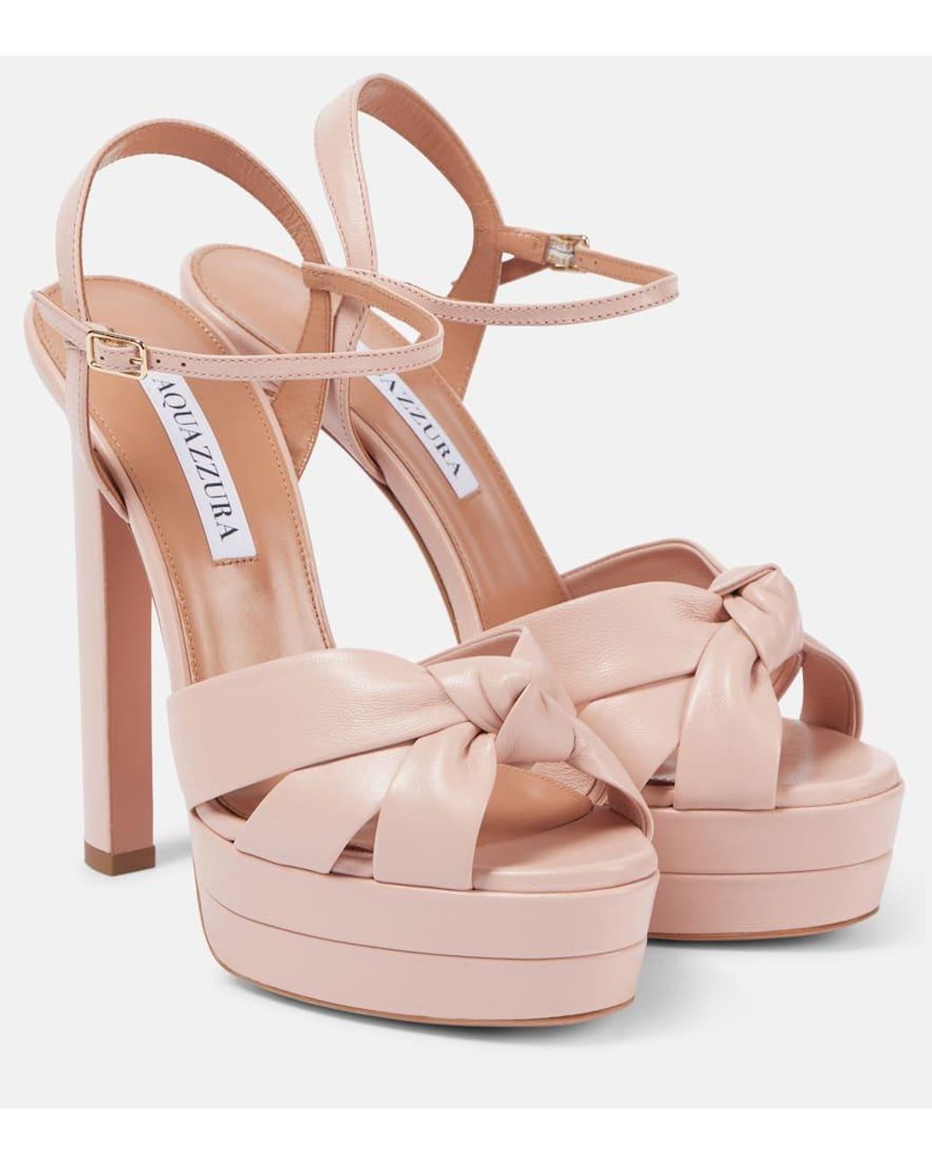 Aquazzura Nina 130 Leather Platform Sandals in Pink | Lyst