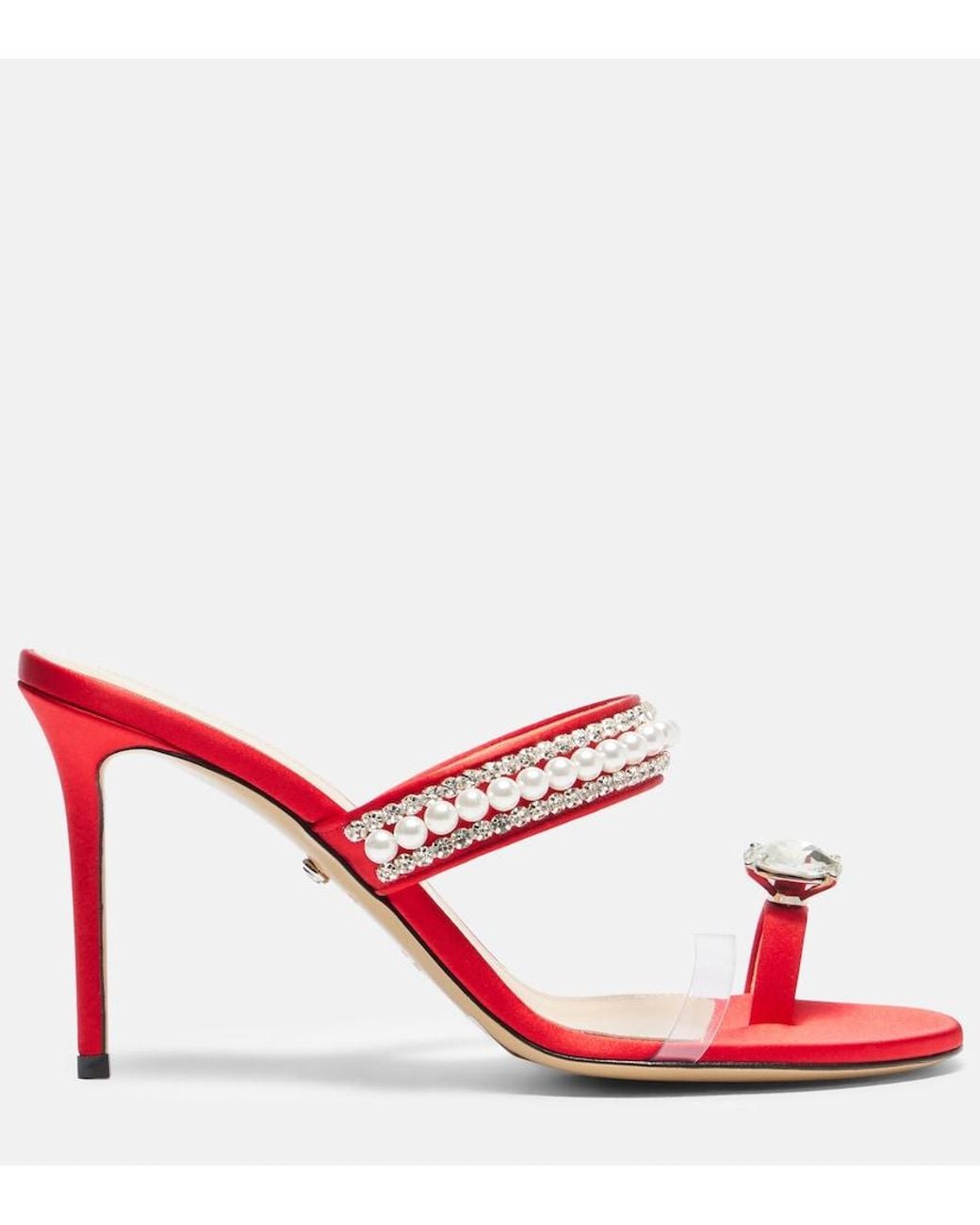 Mach & Mach Diamond Of Elizabeth 90 Satin Mules in Red | Lyst