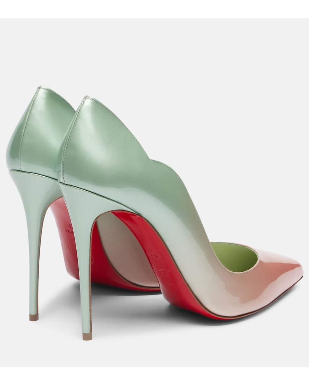 Christian Louboutin Hot Chick 100 Ombre Patent Leather Pumps in Green ...