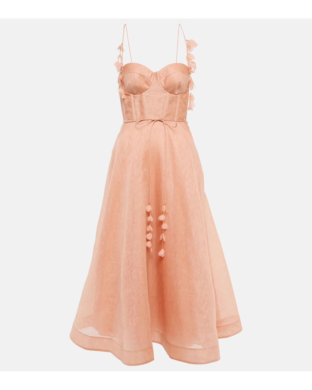 Zimmermann Wonderland Floral-appliqué Midi Dress in Pink | Lyst