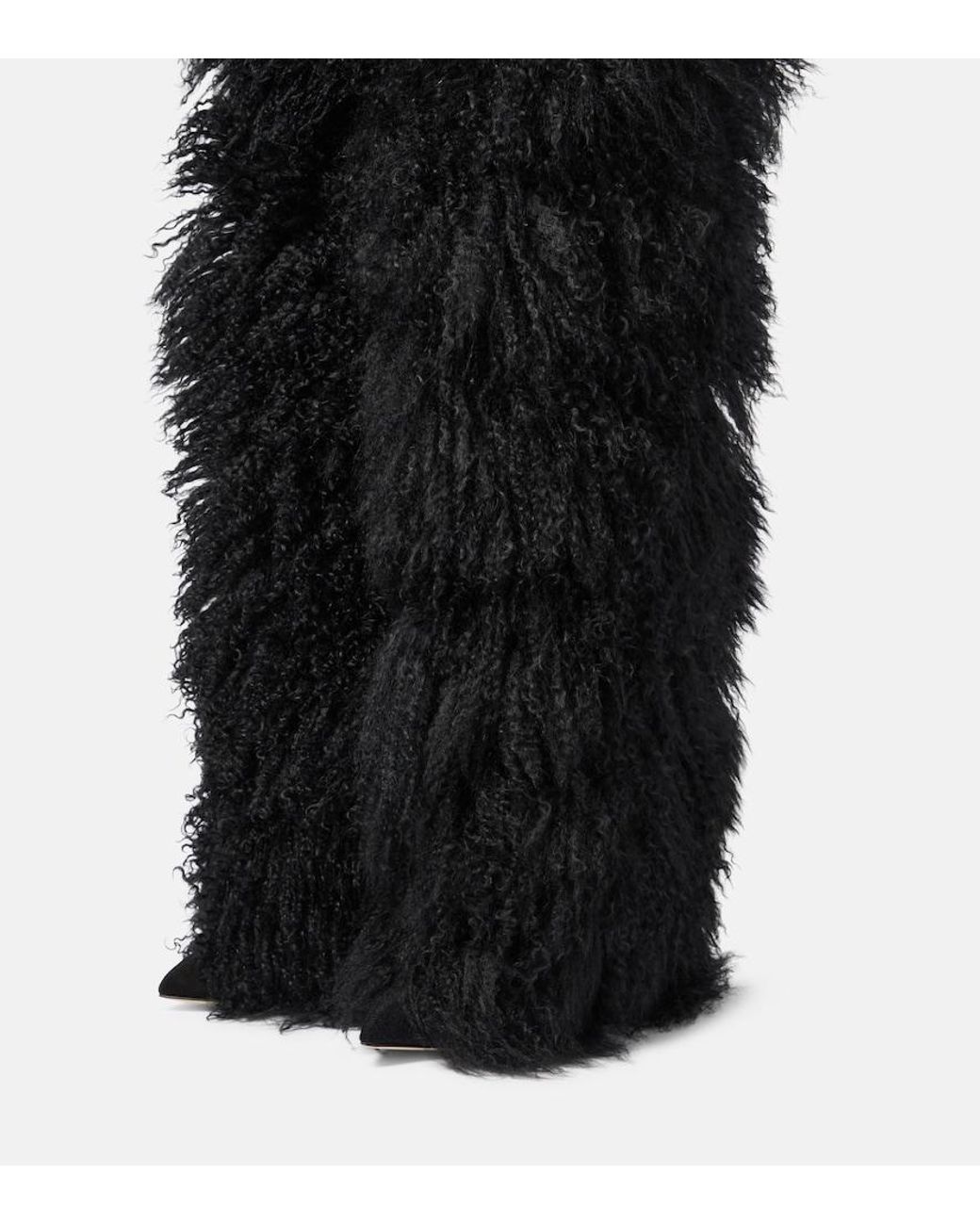 Paris Texas Shearling Fur Boots in Black | Lyst