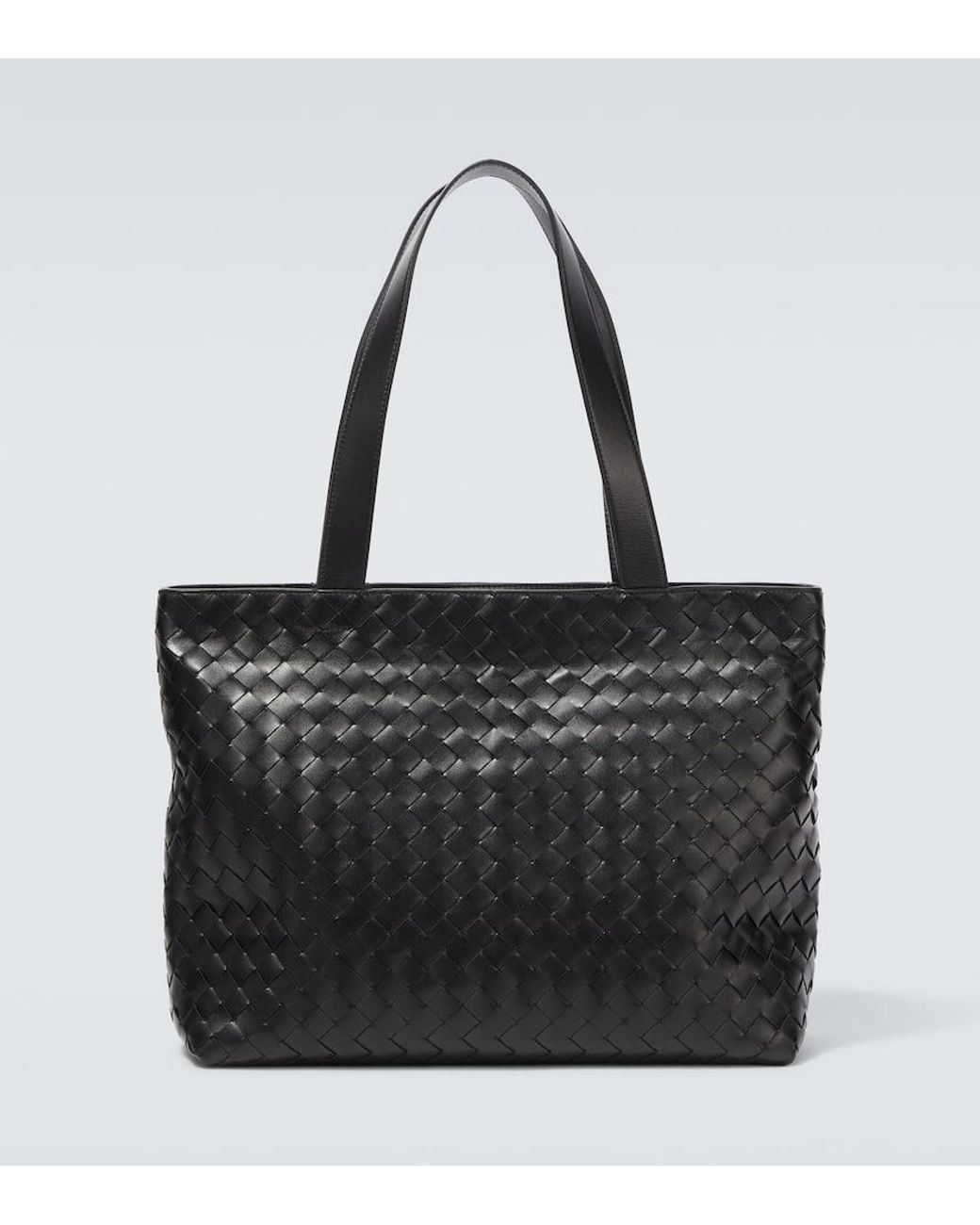 Bottega Veneta Intrecciato Small Leather Tote Bag in Black for Men | Lyst