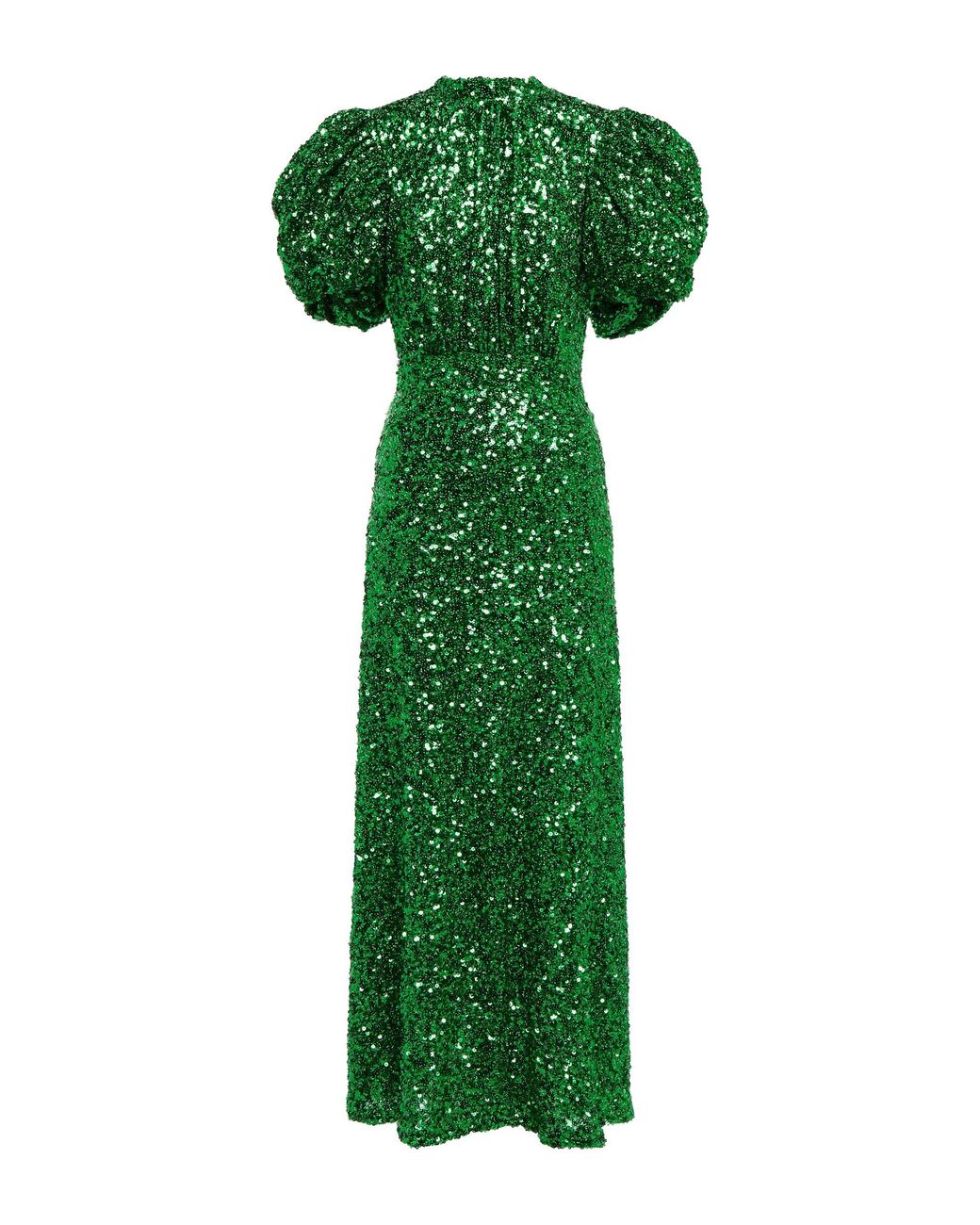 ROTATE BIRGER CHRISTENSEN Sequined Puff-sleeve Maxi Dress in Green | Lyst