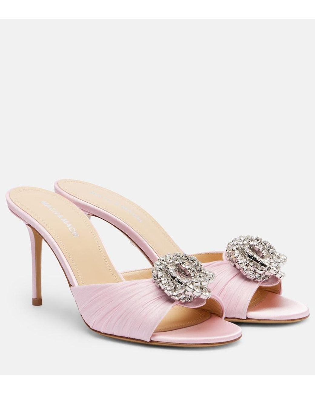 Mach & Mach Galaxy 85 Embellished Satin Mules in Pink | Lyst