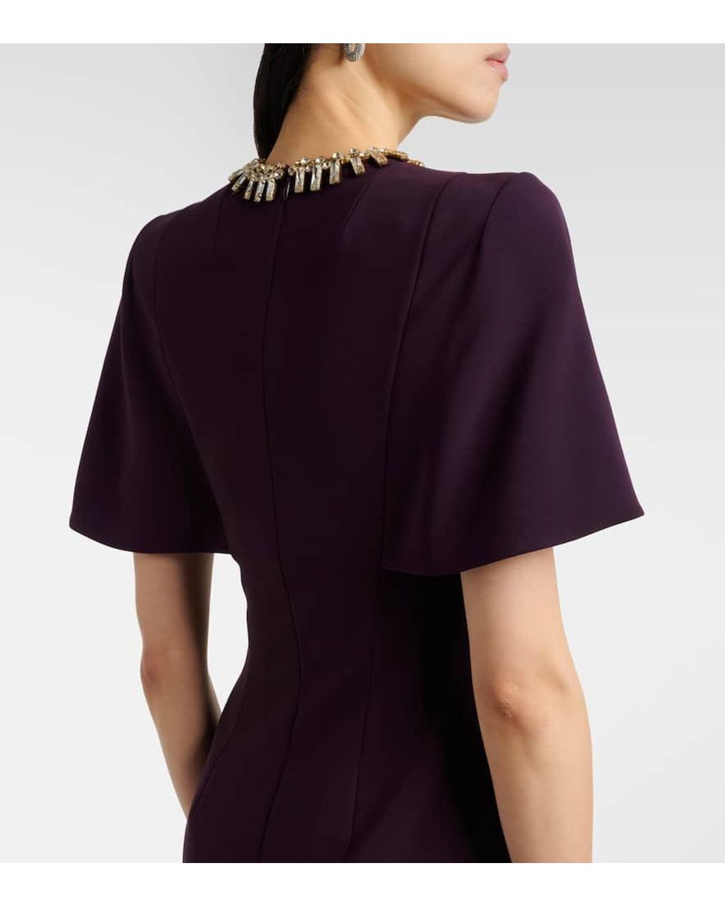 Jenny Packham Thalia Crystal-Embellished Midi Dress in Purple | Lyst