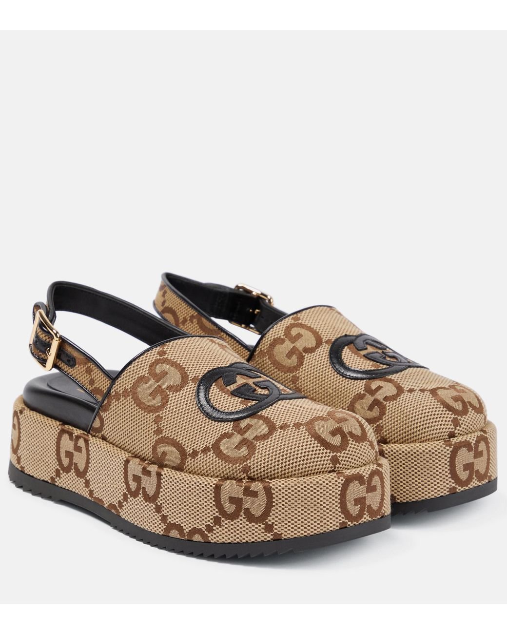 Gucci Maxi GG Canvas Platform Clogs in Brown | Lyst Canada