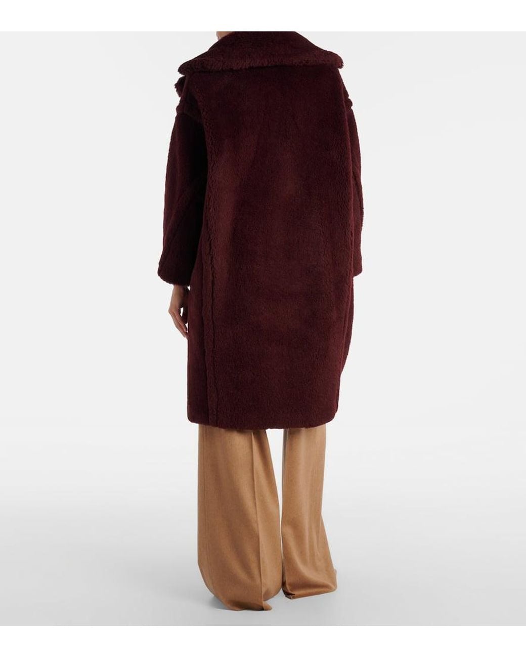Max Mara Teddy Bear Icon Alpaca Wool, Wool, And Silk Coat in Red | Lyst