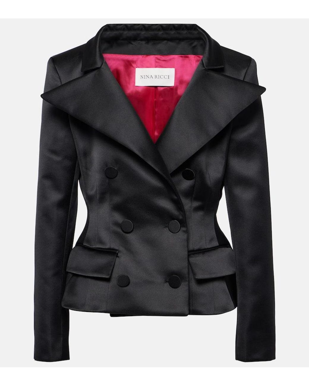 Nina Ricci Peplum Duchesse Satin Blazer in Black | Lyst