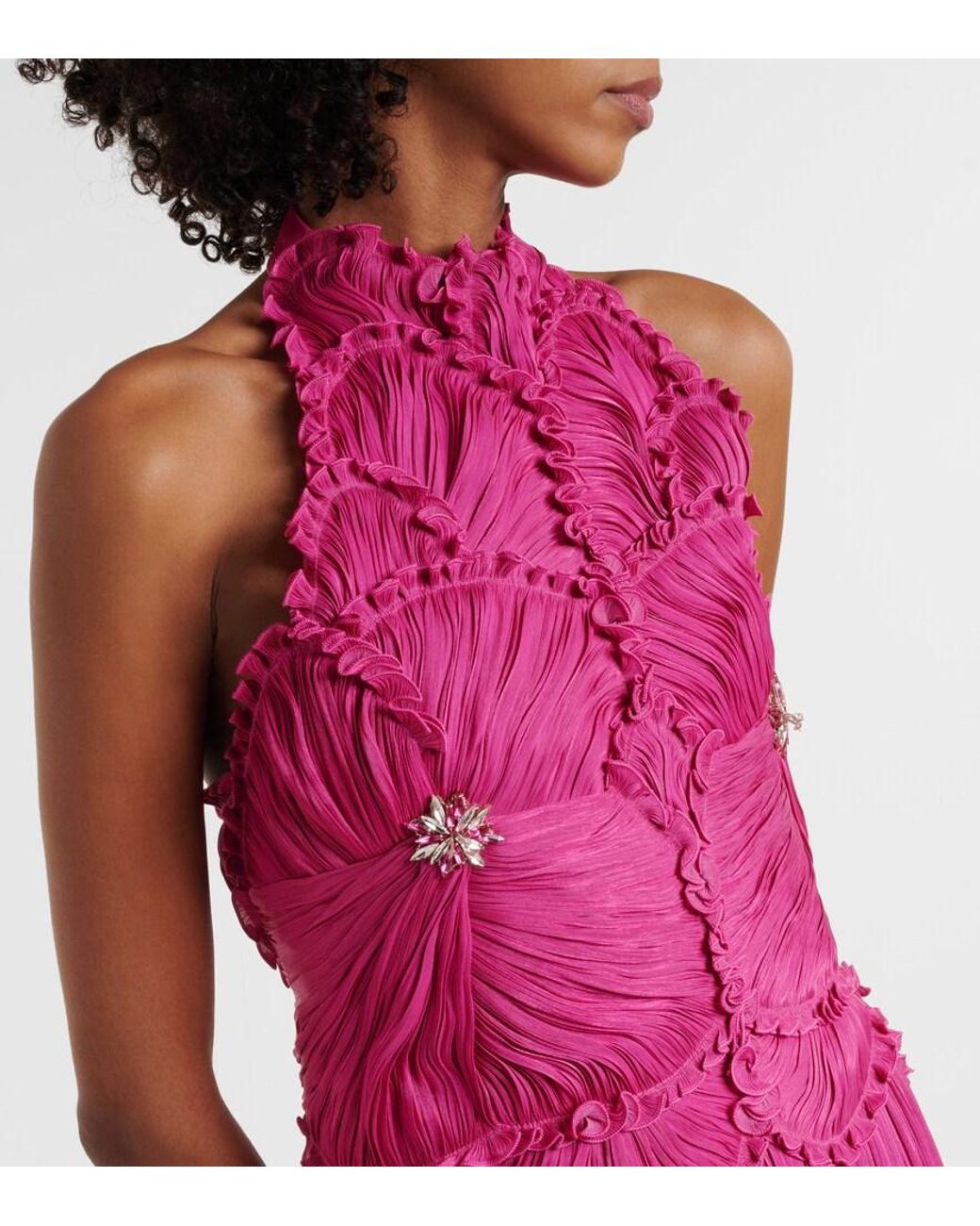 Costarellos Attina Halterneck Gown in Pink | Lyst