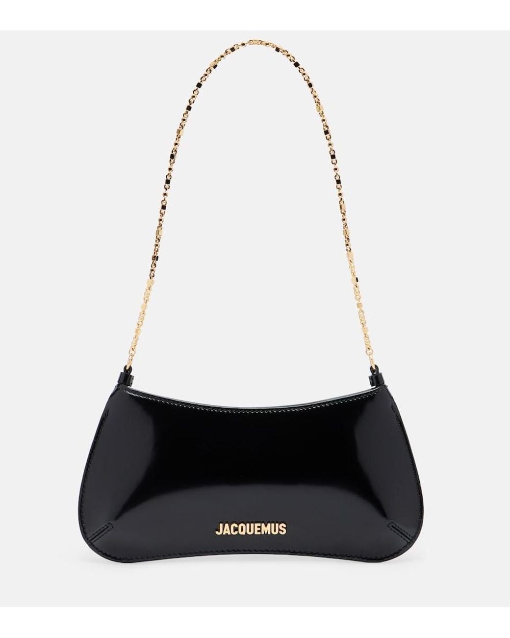 Jacquemus Bisou Chaine Small Leather Shoulder Bag in Black | Lyst