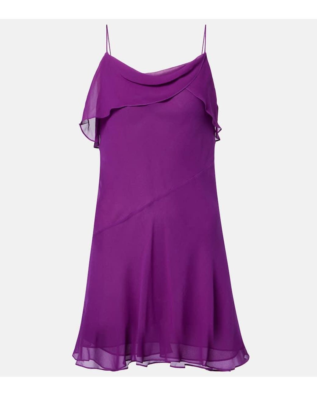 Acne Studios Draped Sheer Silk Georgette Minidress in Purple | Lyst