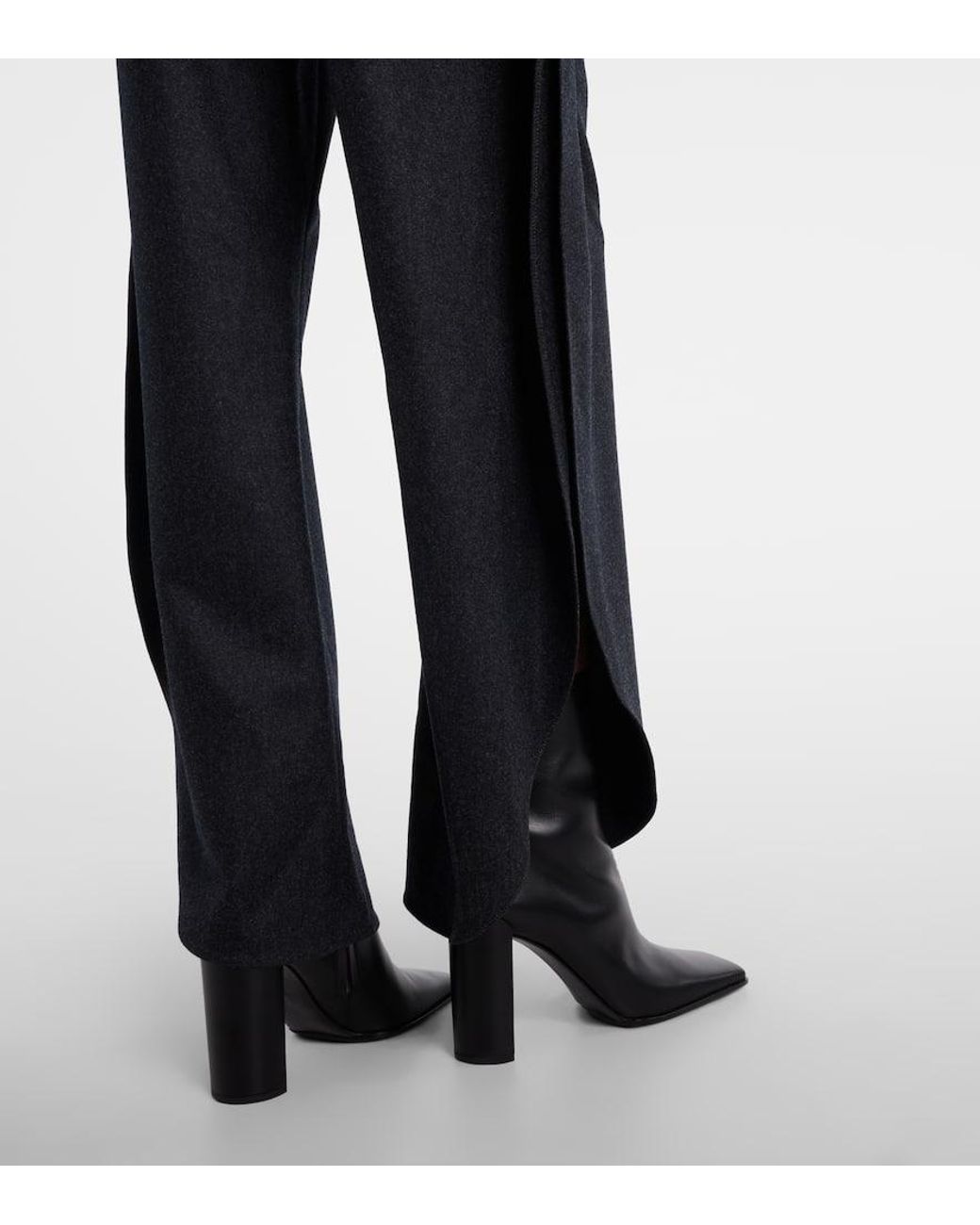 Alaïa Wool Barrel-Leg Pants in Blue | Lyst