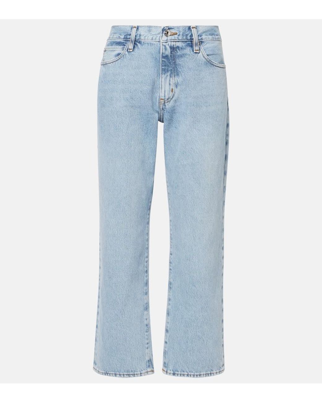 FRAME The Hang High-Rise Straight Jeans in Blue | Lyst
