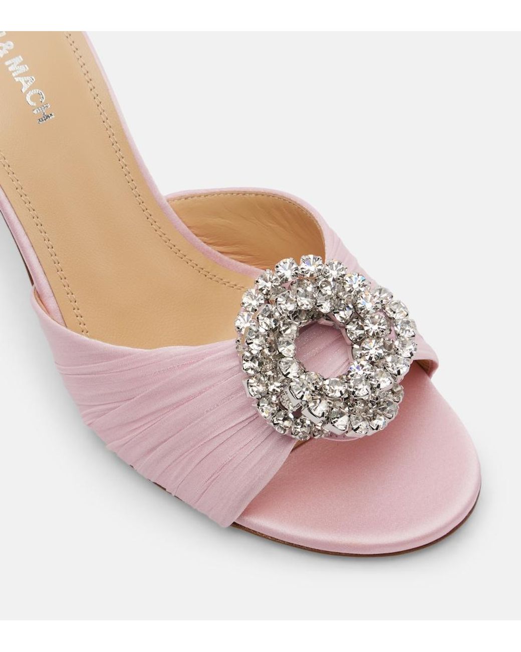 Mach & Mach Galaxy 85 Embellished Satin Mules in Pink | Lyst