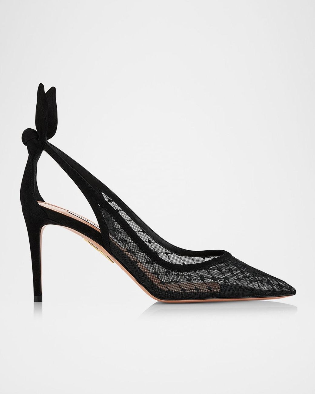 Aquazzura Net Mesh Suede Bow Pumps in Black | Lyst
