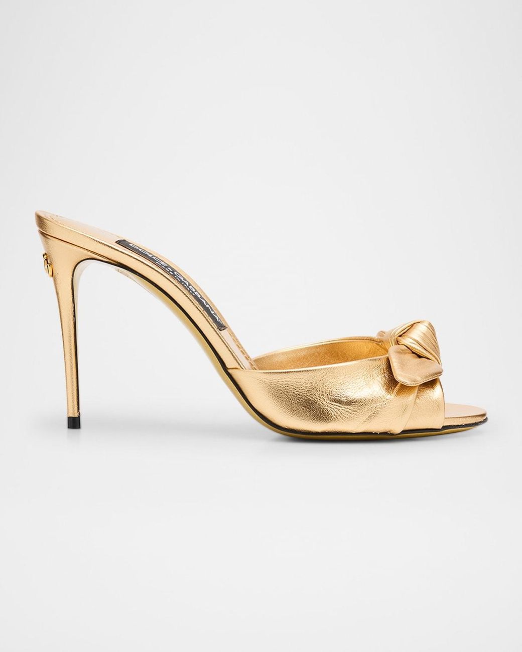 Dolce & Gabbana Metallic Knot Stiletto Slide Sandals | Lyst