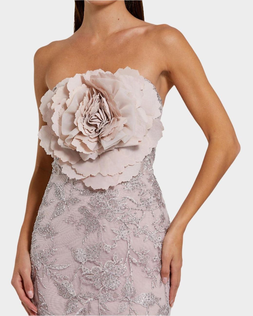 Mac Duggal Strapless Embroidered Floral-Embellished Gown | Lyst