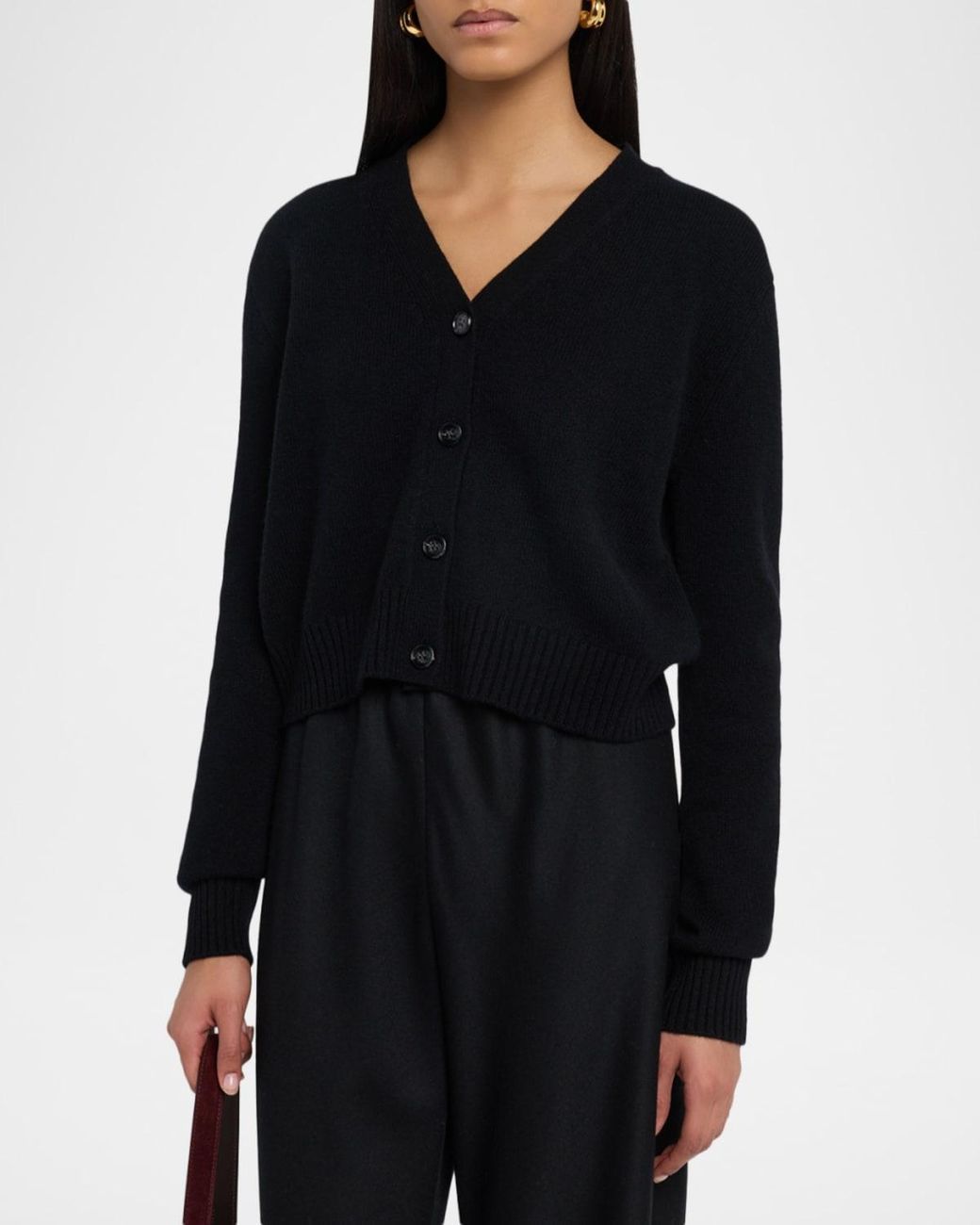 Lisa Yang Marion Cashmere-Silk V-Neck Cardigan in Black | Lyst