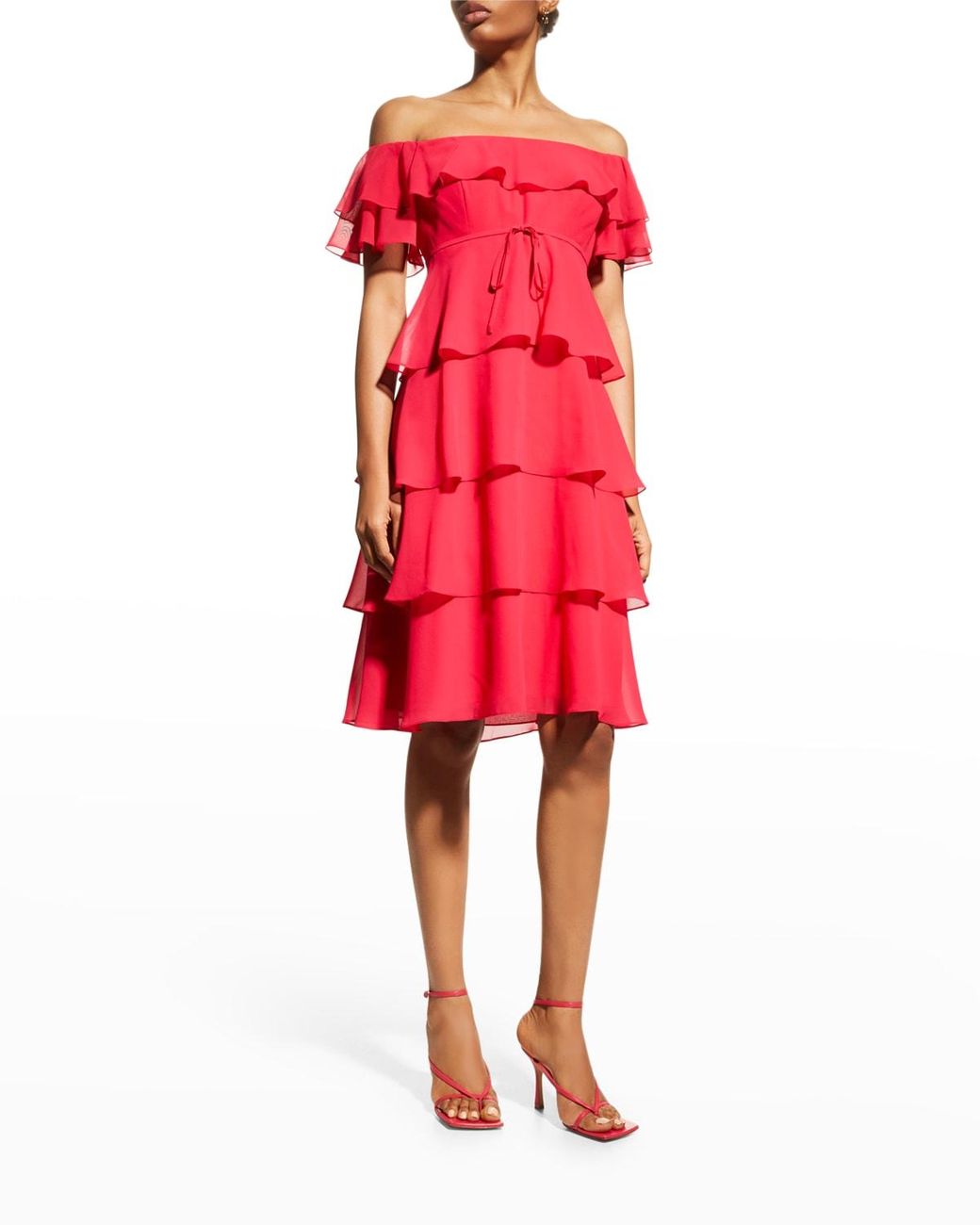 Teri Jon Ruffle Tiered Off Shoulder Dress Lyst