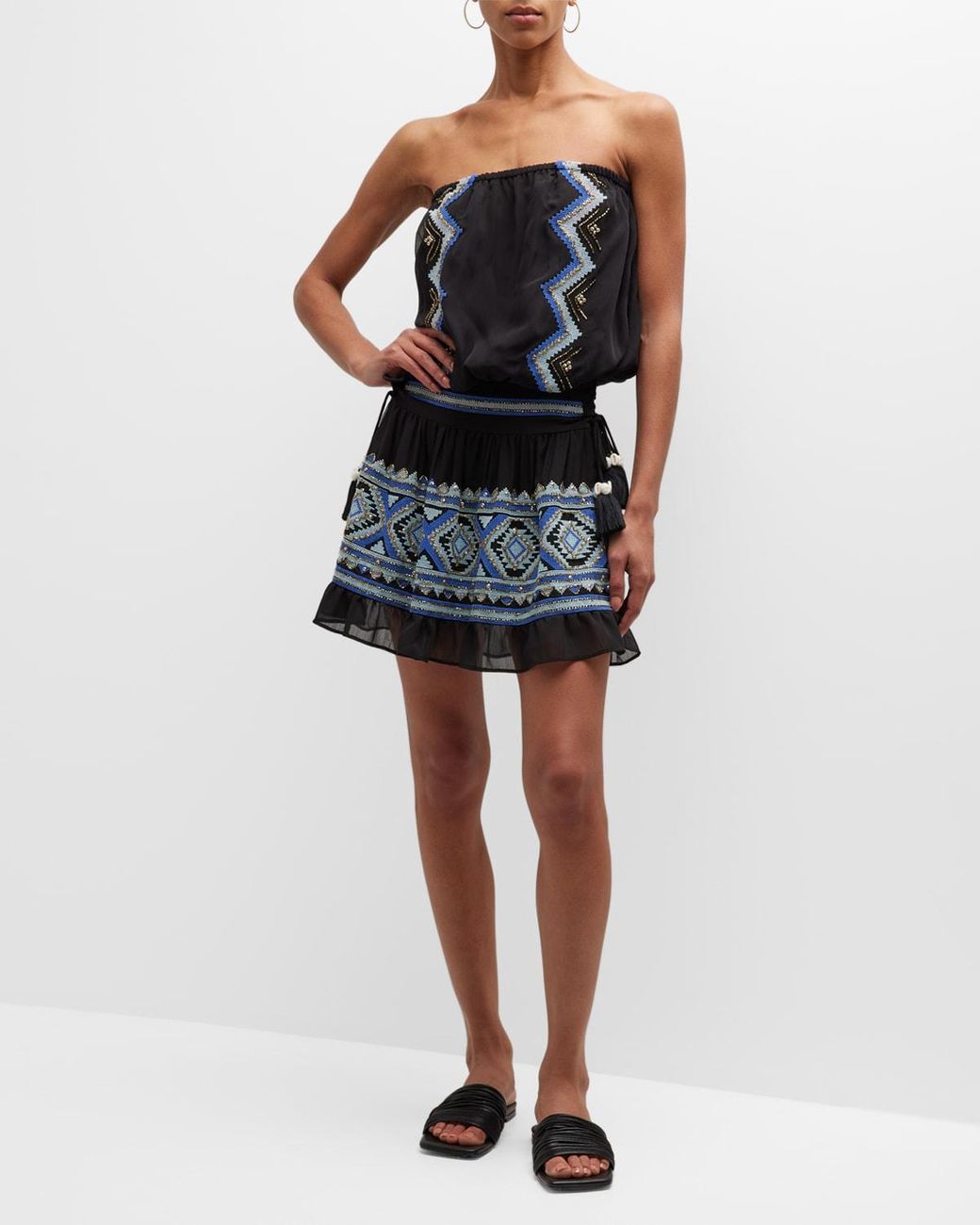 Ramy Brook Embroidered Alissa Strapless Mini Dress In Blue Lyst