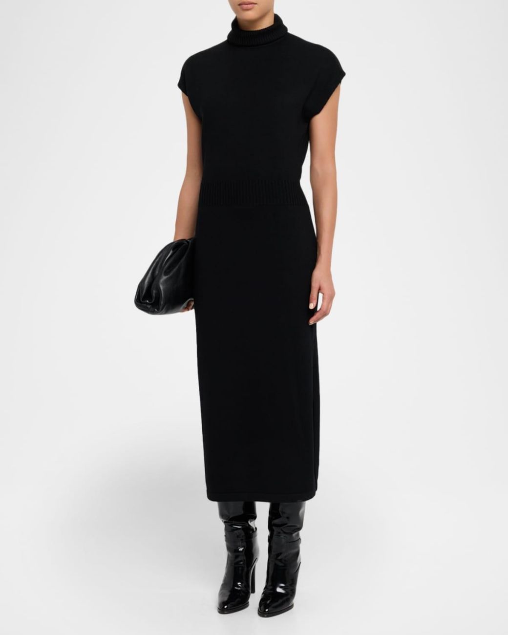 Ramy Brook Natalie Merino Turtleneck Midi Dress in Black | Lyst