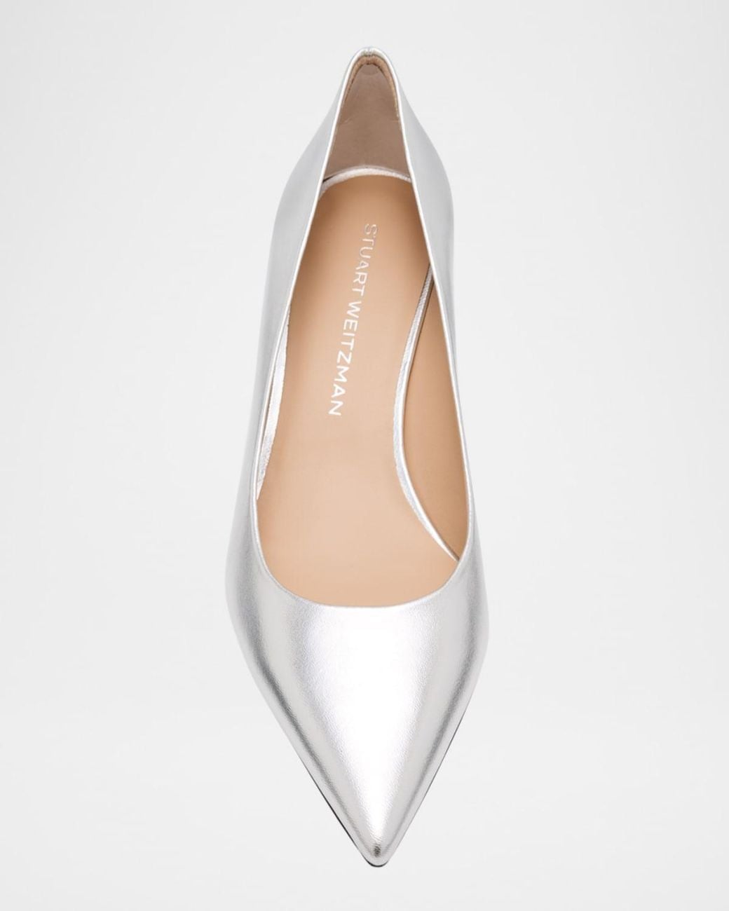 Stuart Weitzman Stuart Metallic Leather Kitten-Heel Pumps in White | Lyst