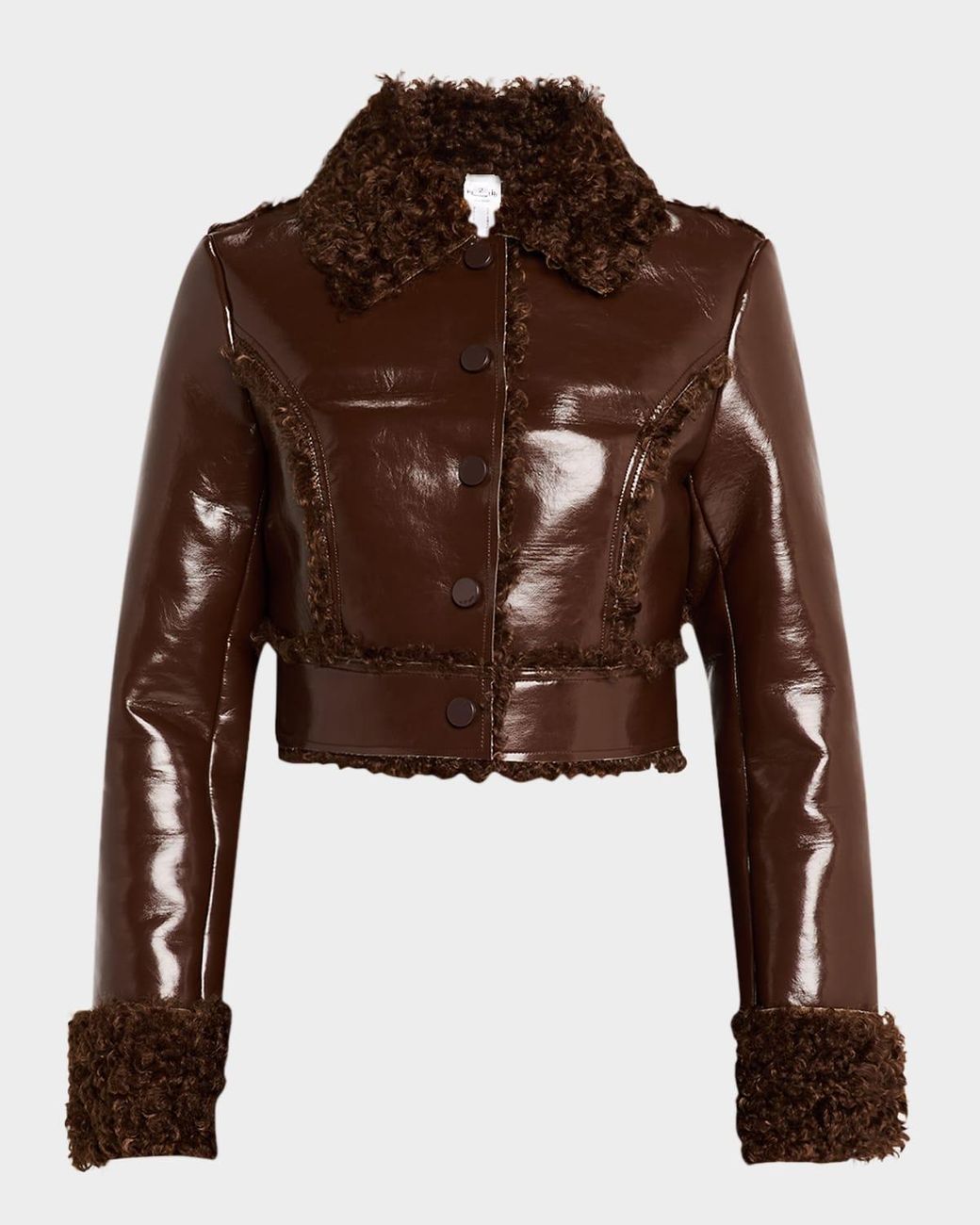 Cult Gaia Mercia Reversible Patent Faux Leather Jacket in Brown | Lyst