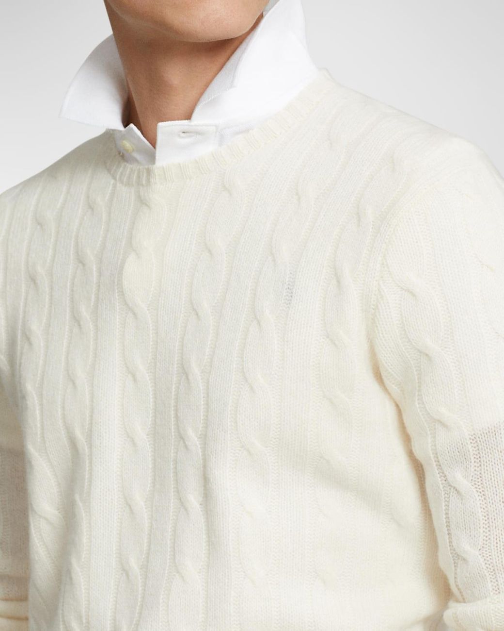 Polo Ralph Lauren Cable-Knit Cashmere Crewneck Sweater in White for Men ...