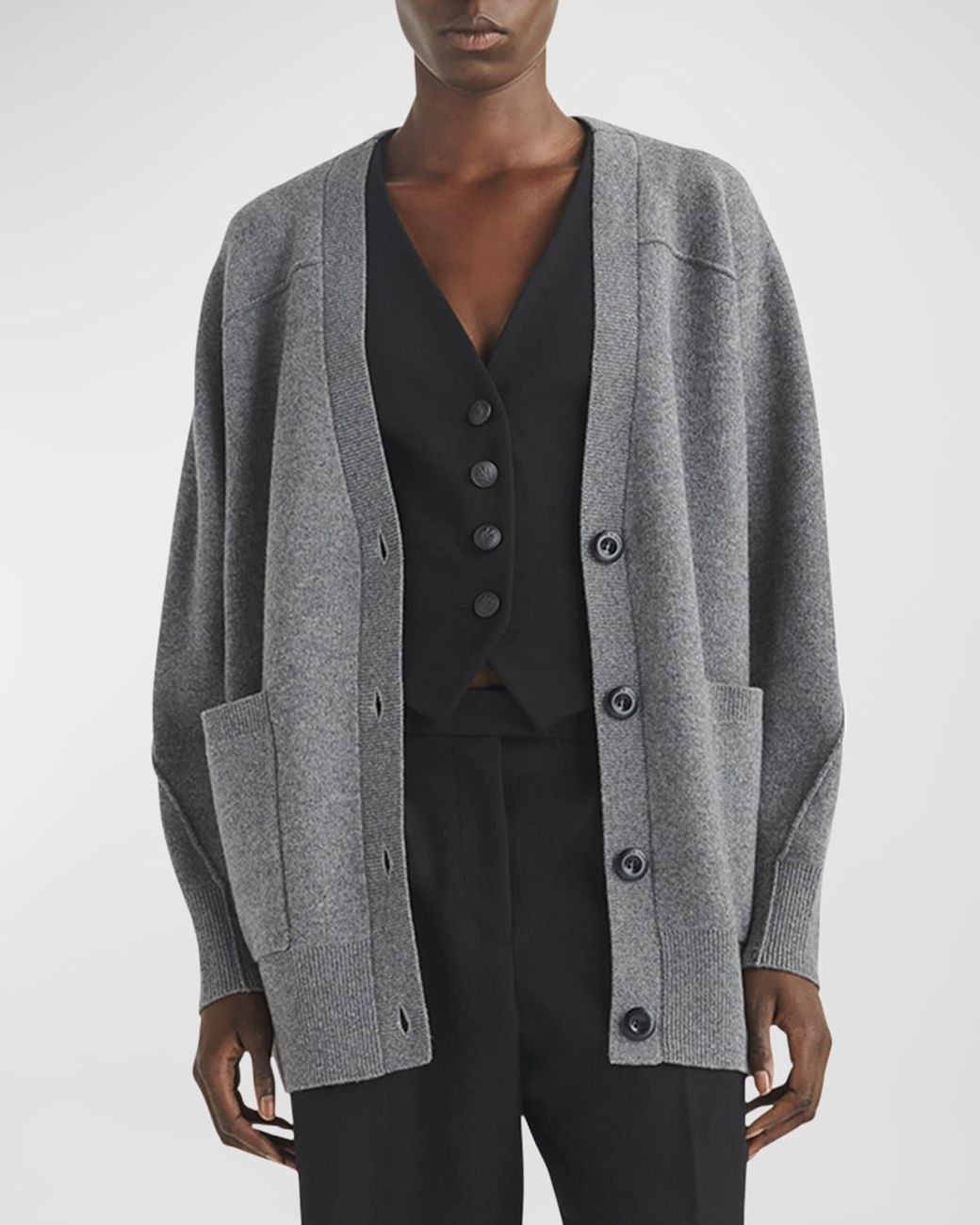 Rag & Bone Bridget Seamed Cardigan in Gray | Lyst