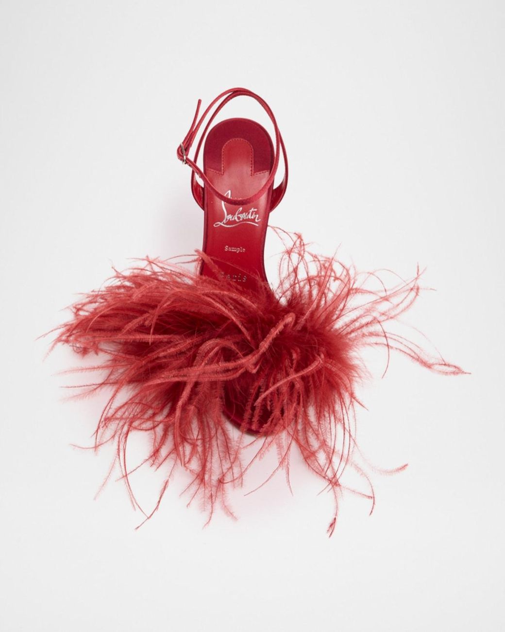 Christian Louboutin 100Mm Miss Z Poupi Silk Feather Pumps in Red | Lyst