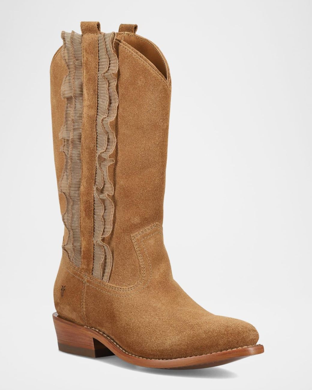 Frye Billy Suede Ruffle Western Boots in Brown | Lyst