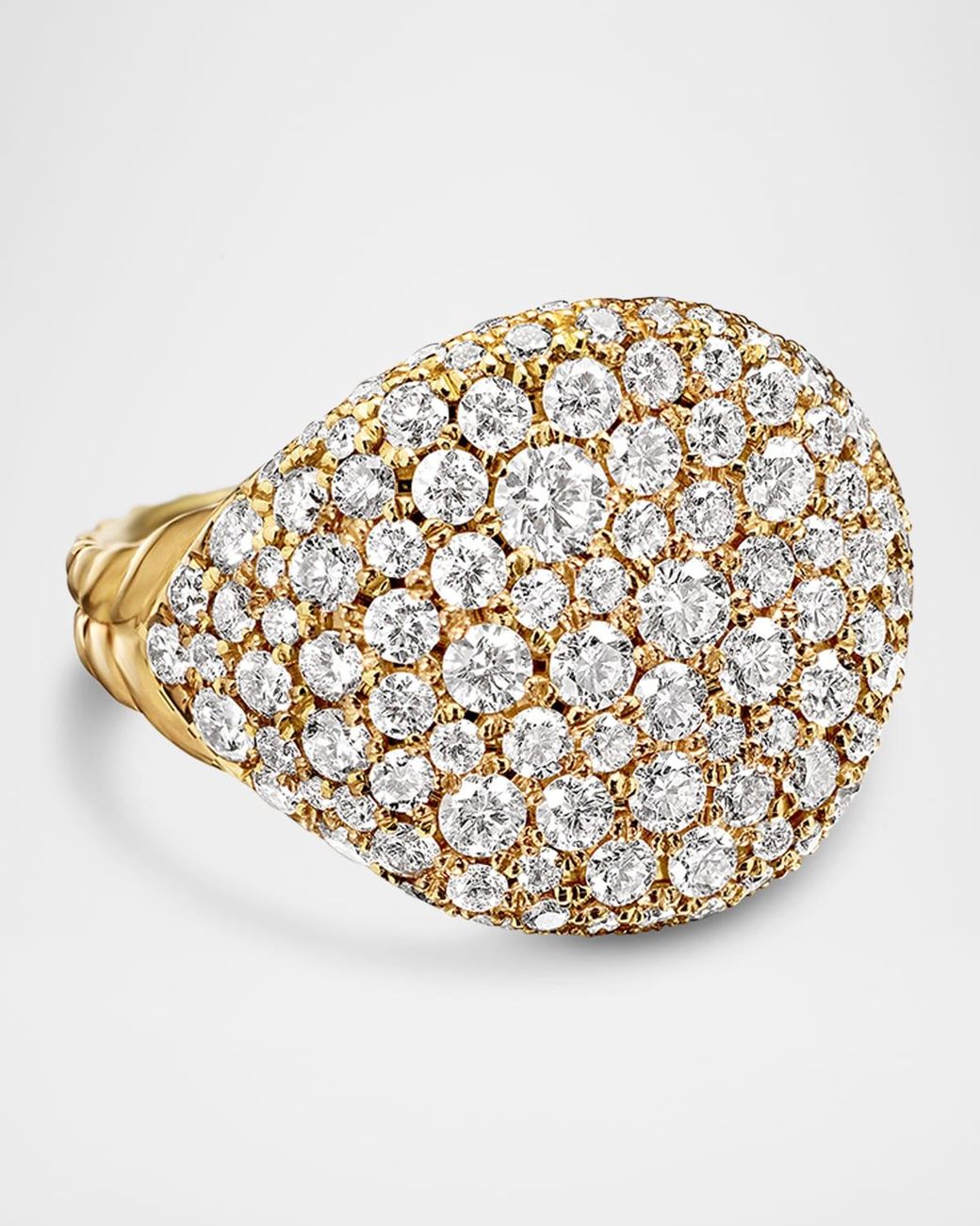 David Yurman Chevron Pave Pinky Ring With Diamonds in White | Lyst