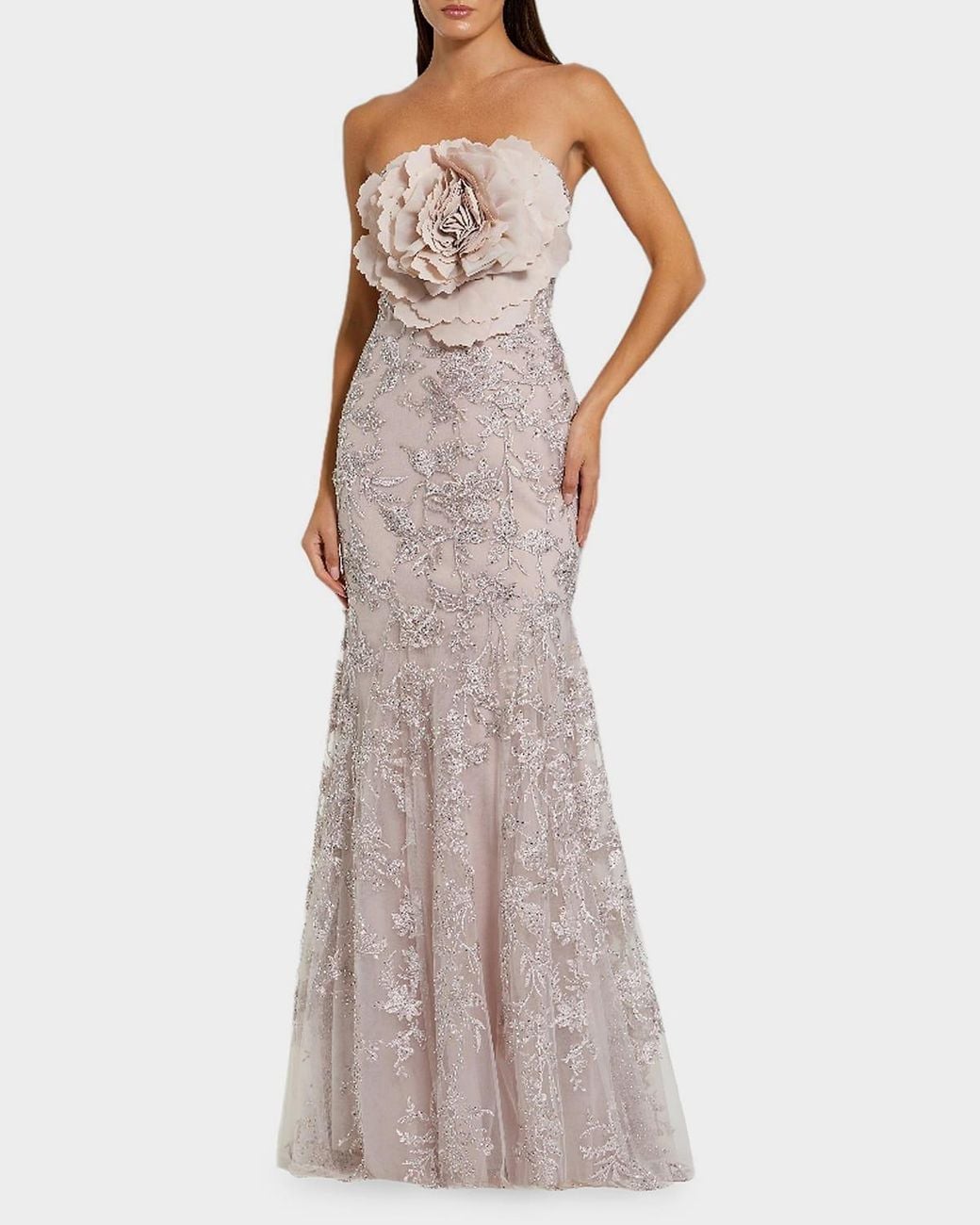 Mac Duggal Strapless Embroidered Floral-Embellished Gown | Lyst